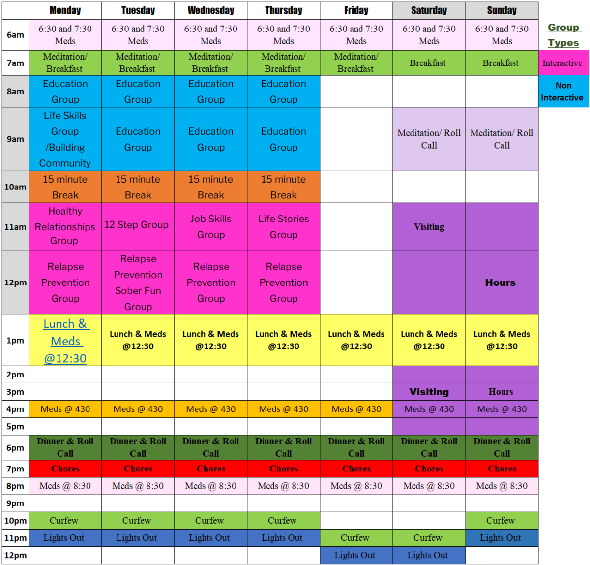 Schedule - Pathway House